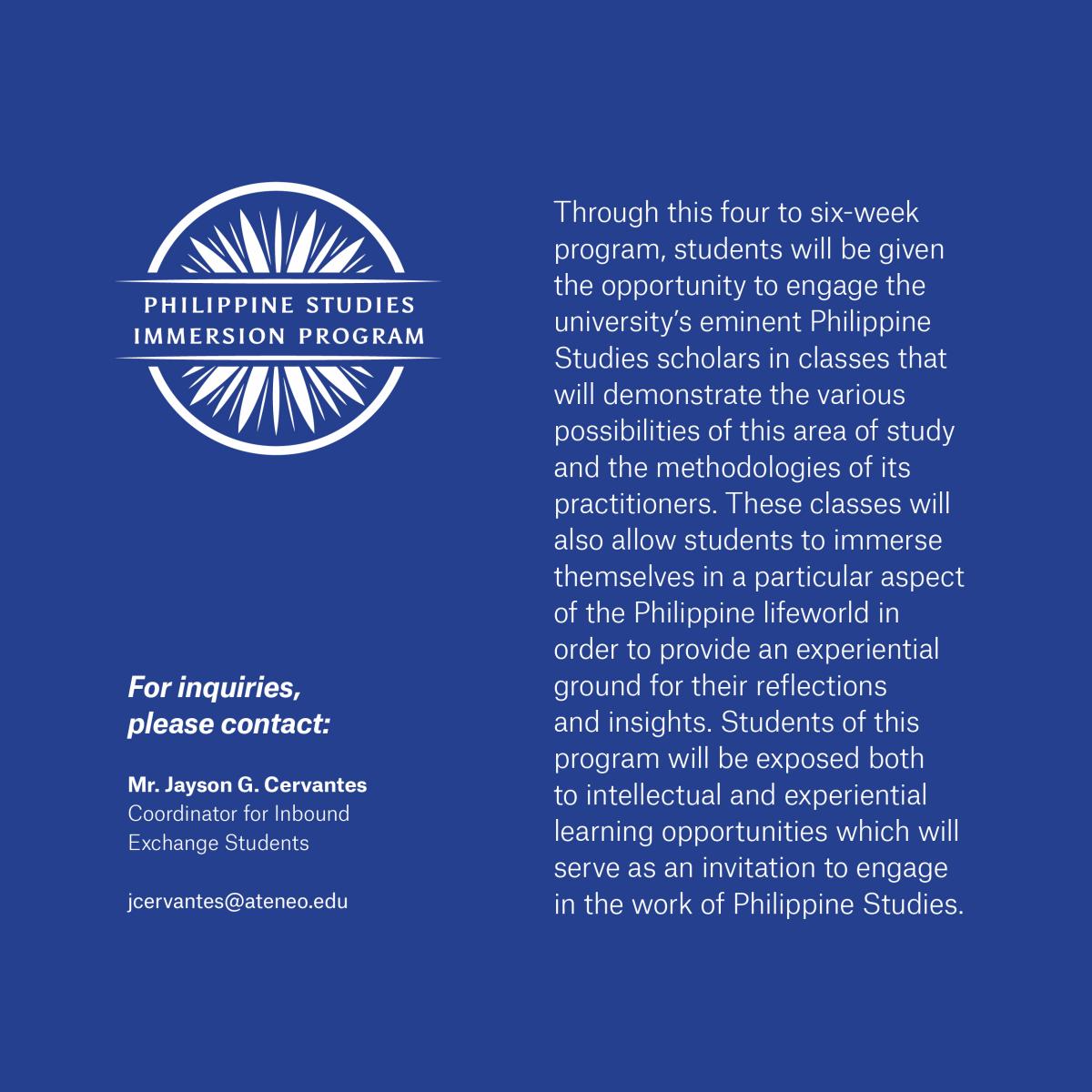 Philippine Studies Immersion Program | Ateneo Global